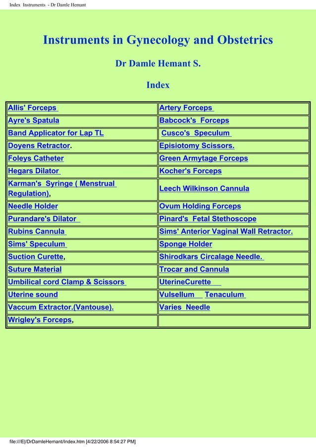 Gynae . obs complete intruments.. | PDF | Pregnancy | Reproductive Health