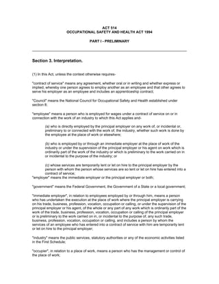 02 Occupational Safety And Health Act 1994 Act 514 Osha Pdf
