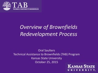 Brownfields Redevelopment Overview | PPTX