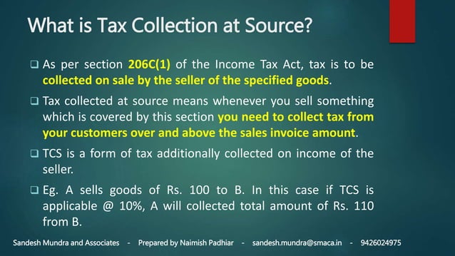 Tax Collection At Source - Changes in Budget 2016 | PPTX