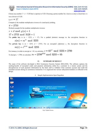 Design and Development of an E-Commerce Security Using RSA Cryptosystem | PDF | Internet | Computing