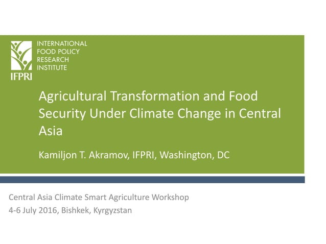 Agricultural transformation and food security under climate change in ...