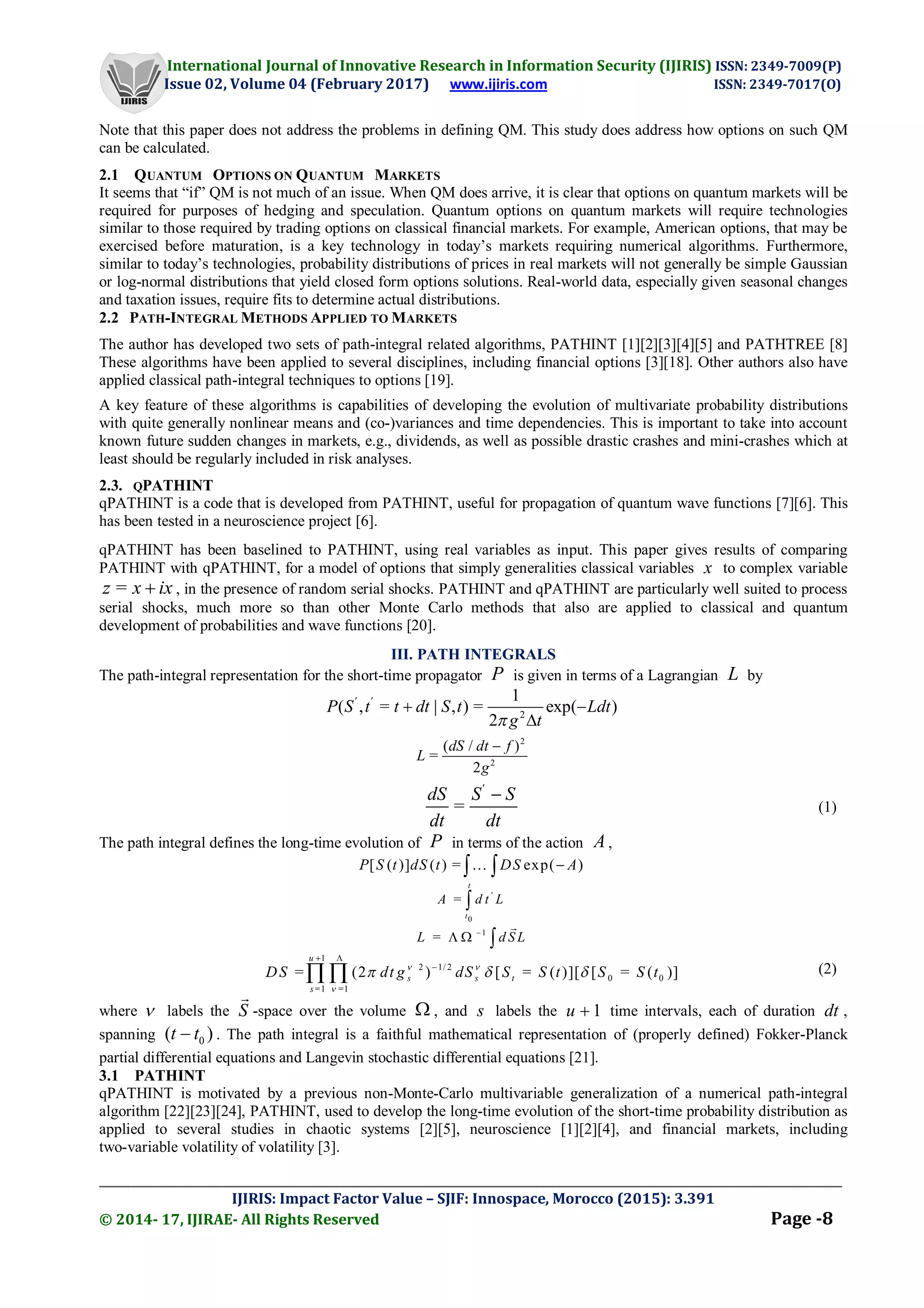 Options On Quantum Money Quantum Path Integral With Serial Shocks Pdf
