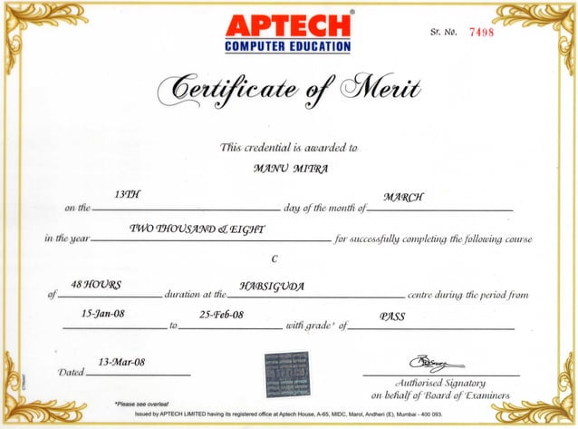 Aptech C Certificate | PDF