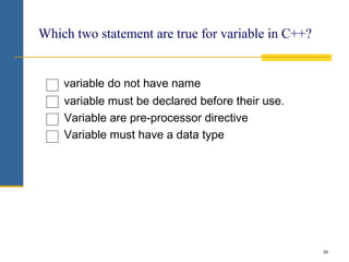Beginner C++ easy slide and simple definition with questions | PPT ...