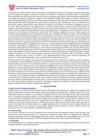 SUPPORT VECTOR MACHINE CLASSIFIER FOR SENTIMENT ANALYSIS OF FEEDBACK MARKETPLACE WITH A ...