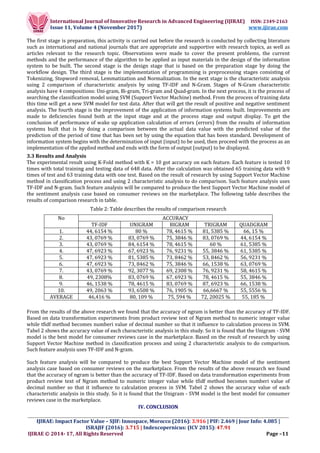 SUPPORT VECTOR MACHINE CLASSIFIER FOR SENTIMENT ANALYSIS OF FEEDBACK ...