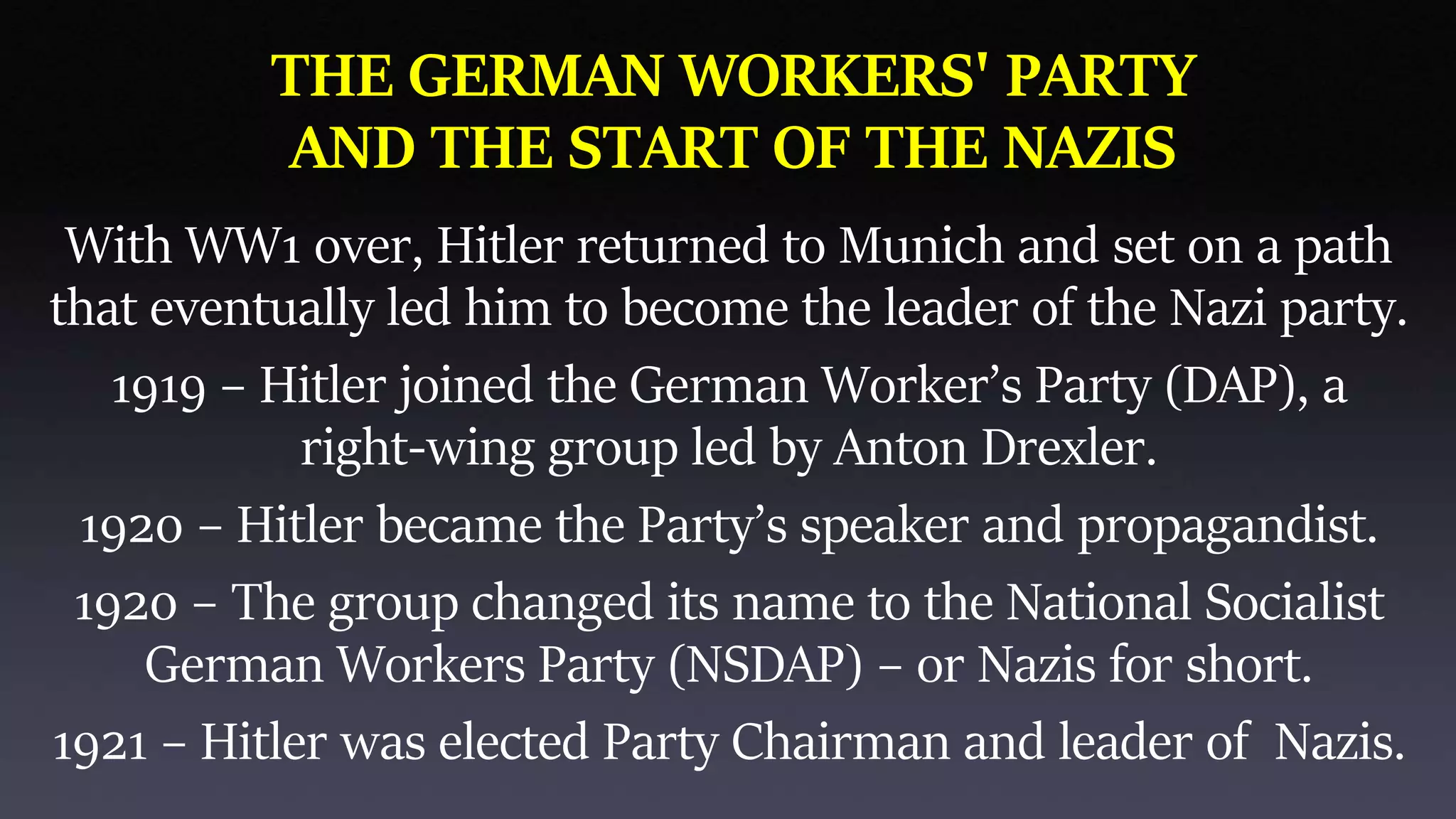 NAZI GERMANY: HITLER RISE TO POWER 1919-1933 | PPTX