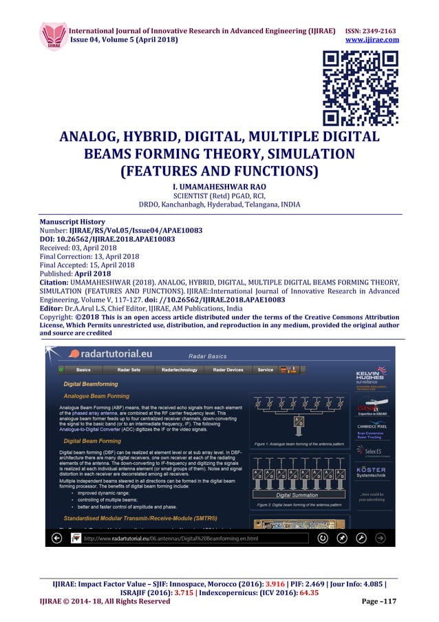 ANALOG, HYBRID, DIGITAL, MULTIPLE DIGITAL BEAMS FORMING THEORY, SIMULATION (FEATURES AND ...