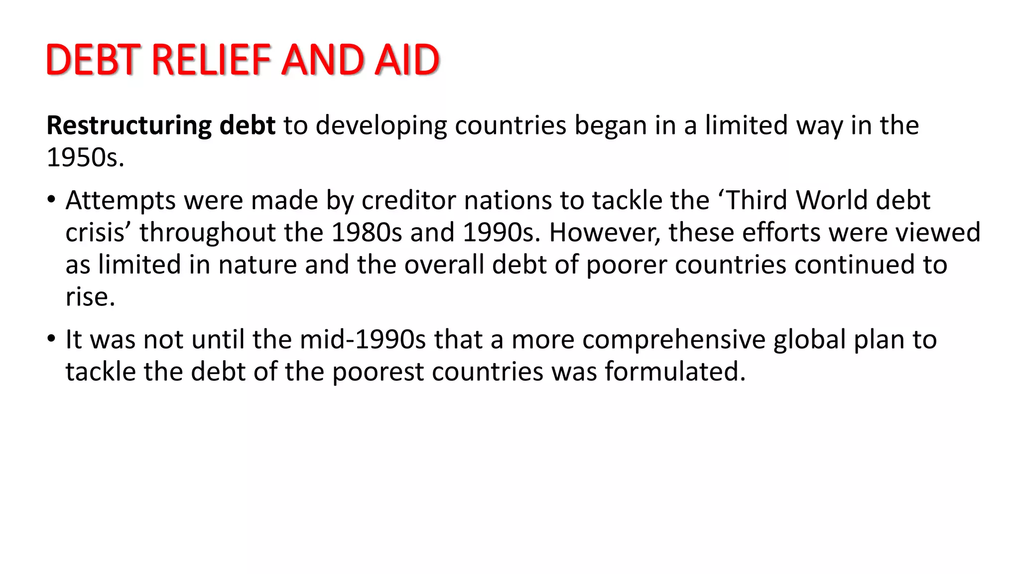 A2 CAMBRIDGE GEOGRAPHY: GLOBAL INTERDEPENDENCE - DEBT AND AID AND THEIR ...