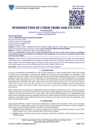 INTRODUCTION OF CYBER CRIME AND ITS TYPE | PDF
