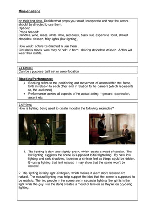 02. mise en scene notes sheet | PDF