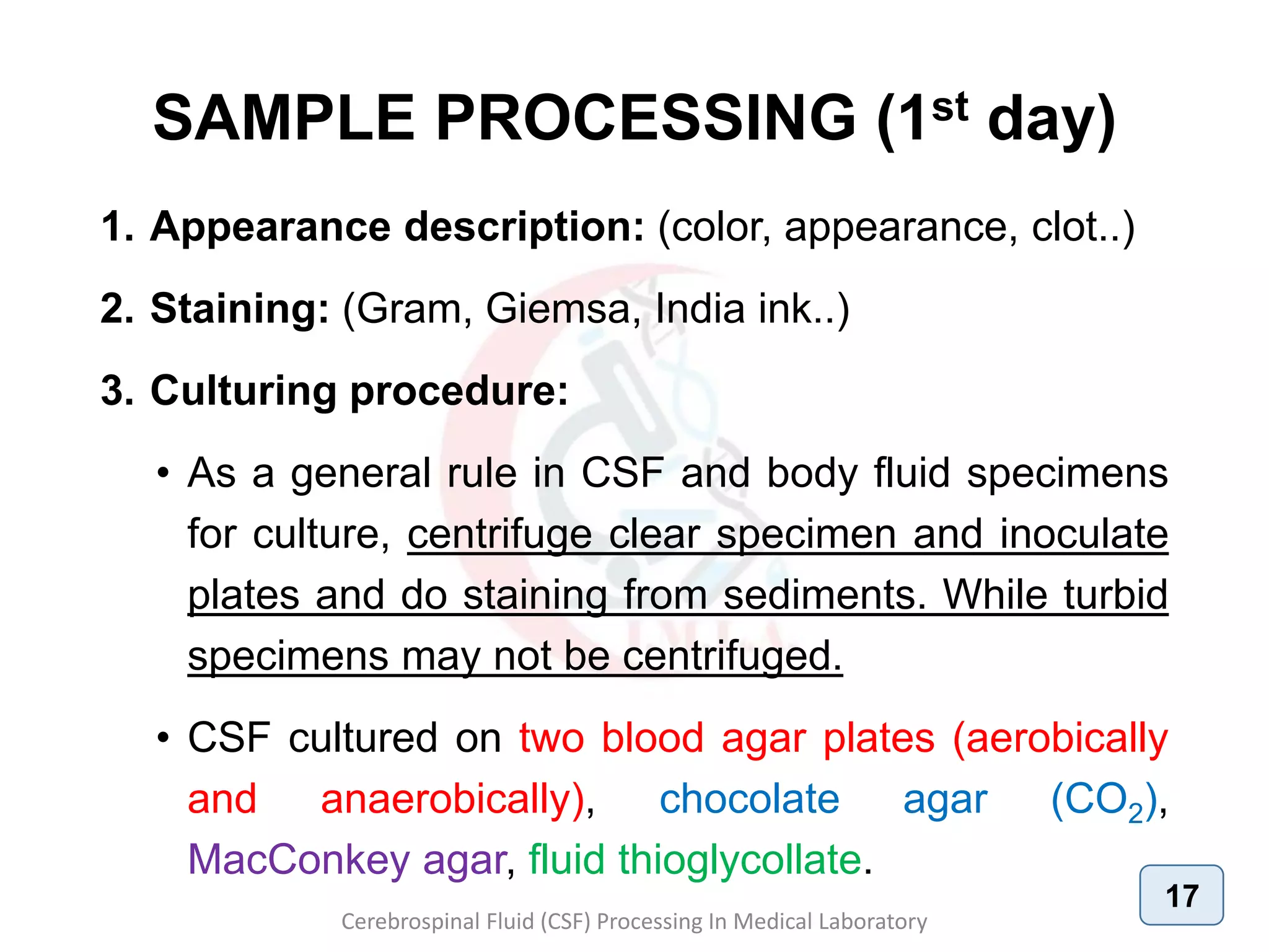 CSF MICROBIOLOGICAL EXAMINATION – I | PDF