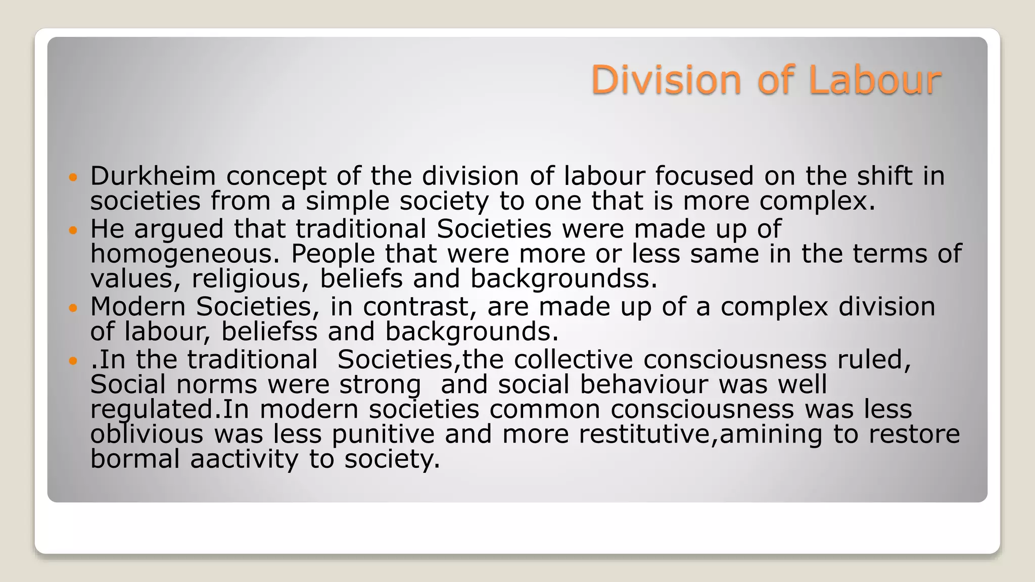The Functionalist theories :Durkheim, kinsley Davis, Willbert Moore | PPTX