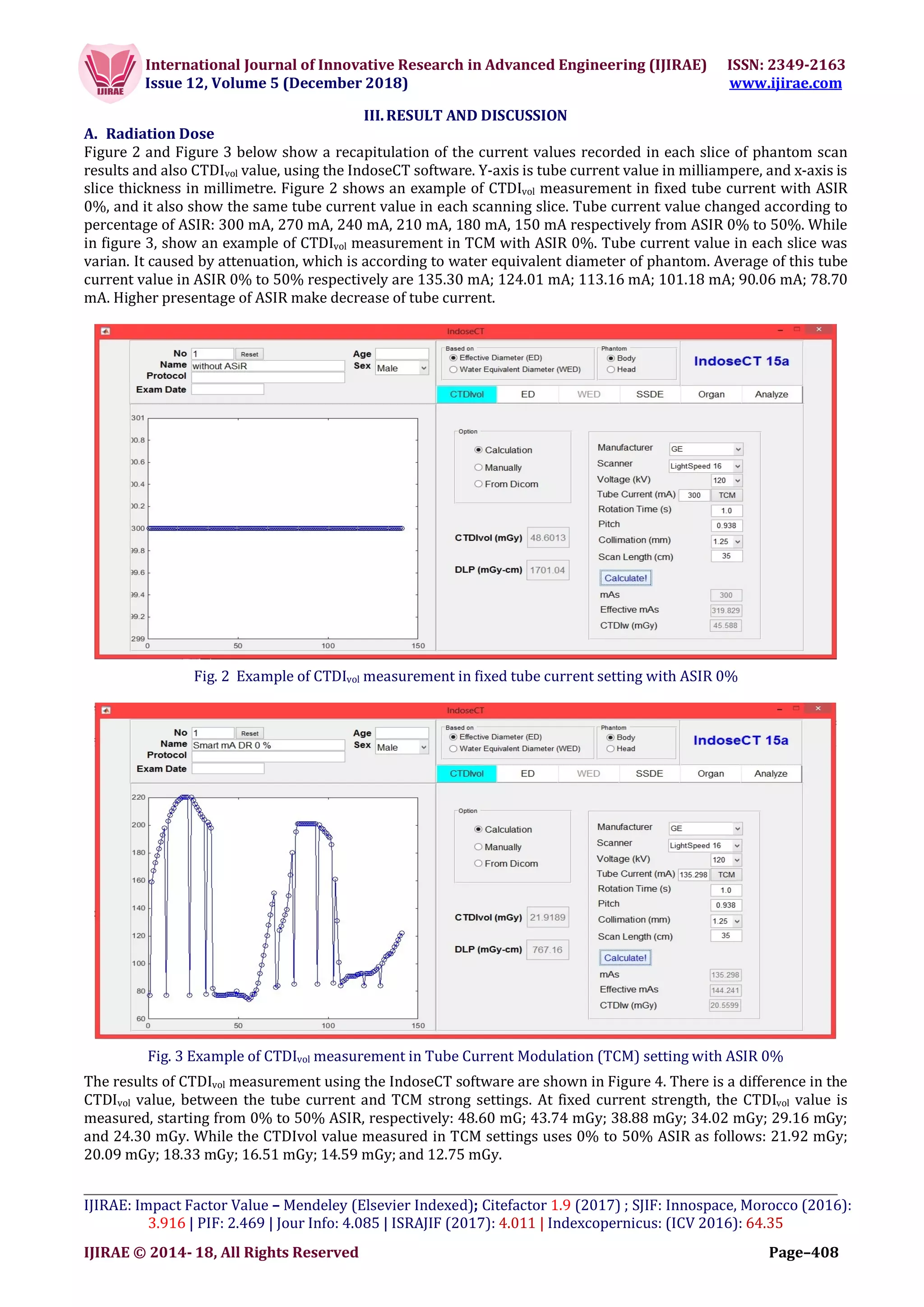The Use Of Adaptive Statistical Iterative Reconstruction Asir On Image Quality And Radiation