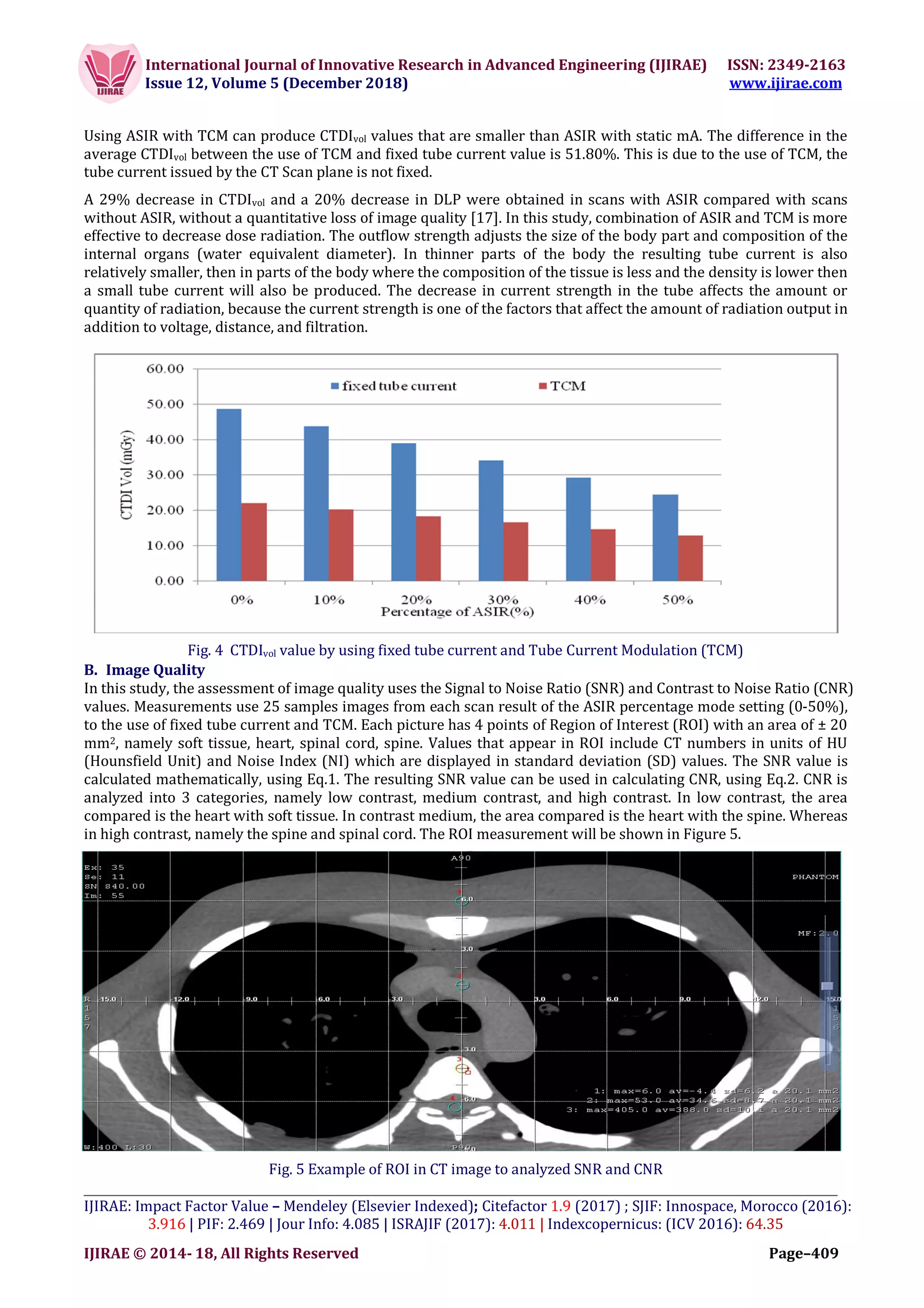 The Use Of Adaptive Statistical Iterative Reconstruction Asir On Image Quality And Radiation