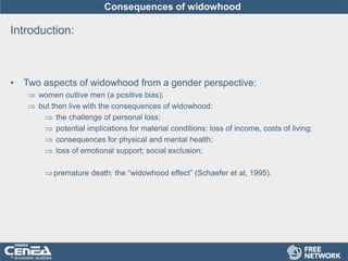Consequences of Widowhood: Health and Material Conditions | PPTX