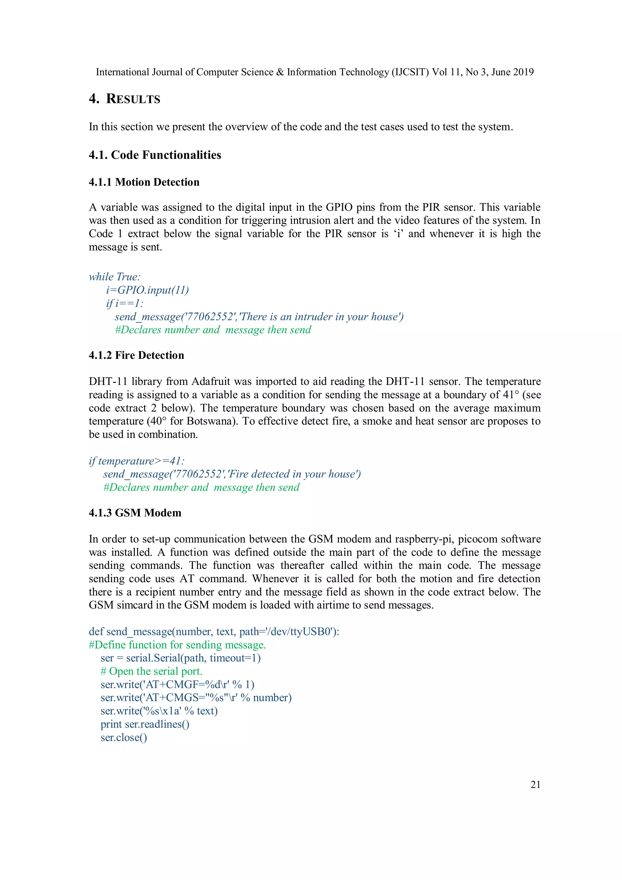 DESIGN AND IMPLEMENTATION OF A RASPBERRYPI BASED HOME SECURITY AND FIRE SAFETY SYSTEM | PDF ...