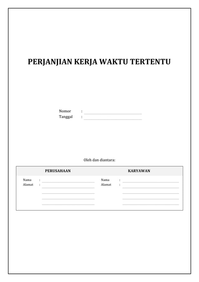 02. draf perjanjian kerja untuk waktu tertentu (pkwt) | PDF