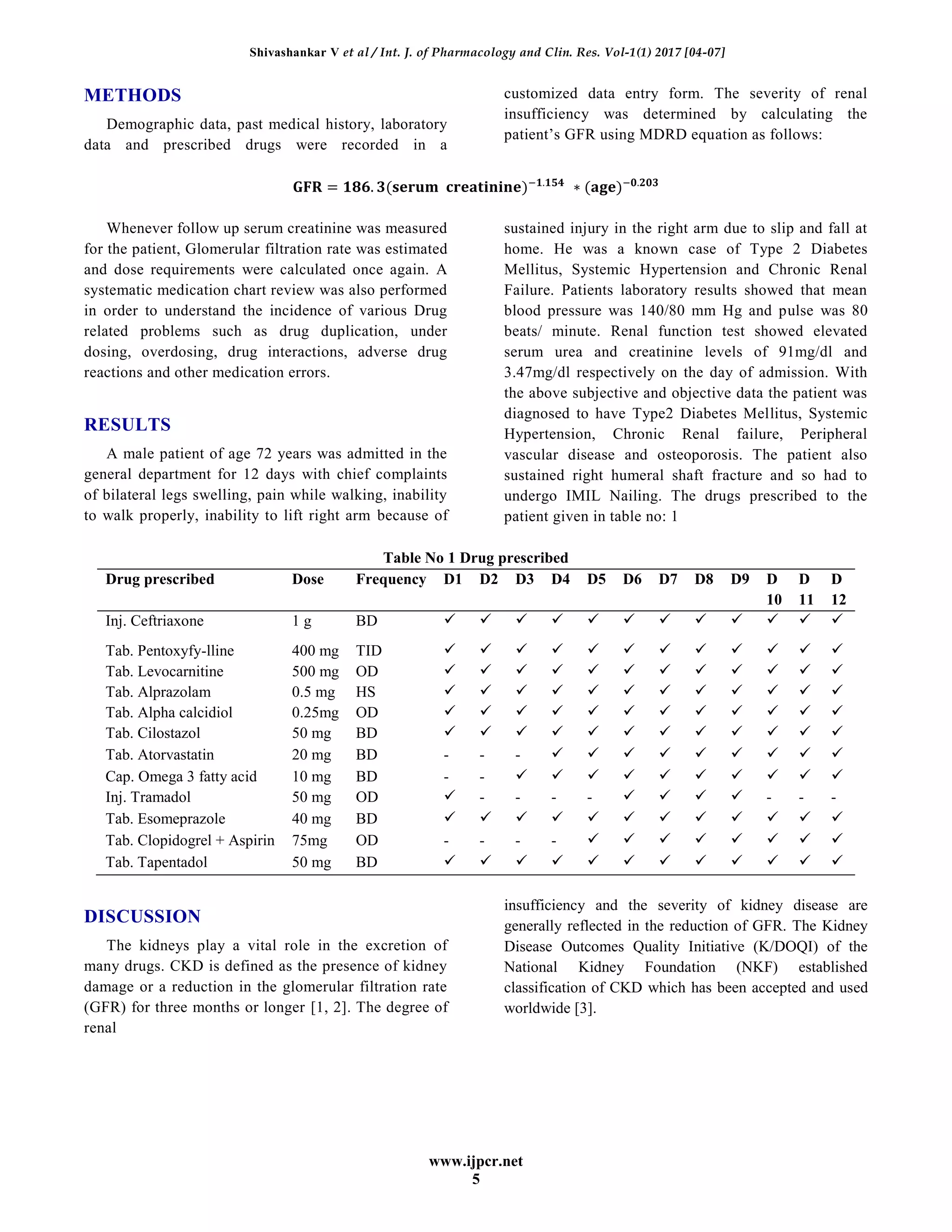 A case study on essential dosage adjustment in chronic renal ...