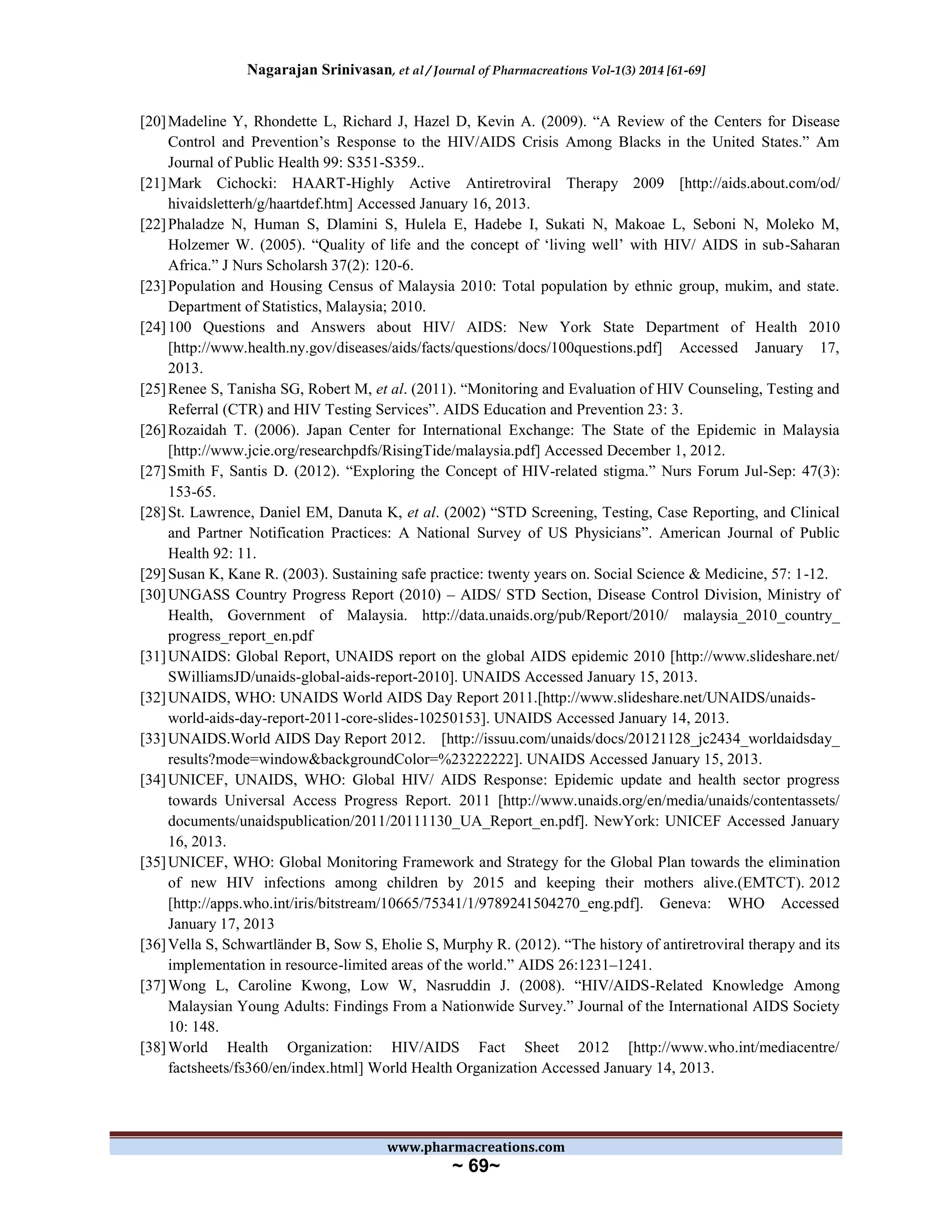 Assessment of the level of awareness on AIDS/HIV in Johor, Malaysia | PDF