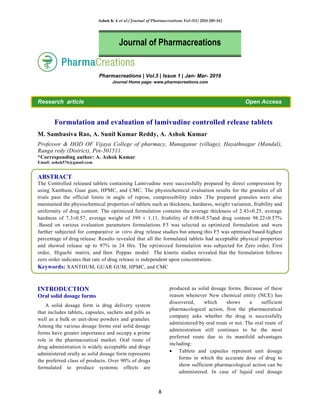 Formulation and evaluation of lamivudine controlled release tablets | PDF
