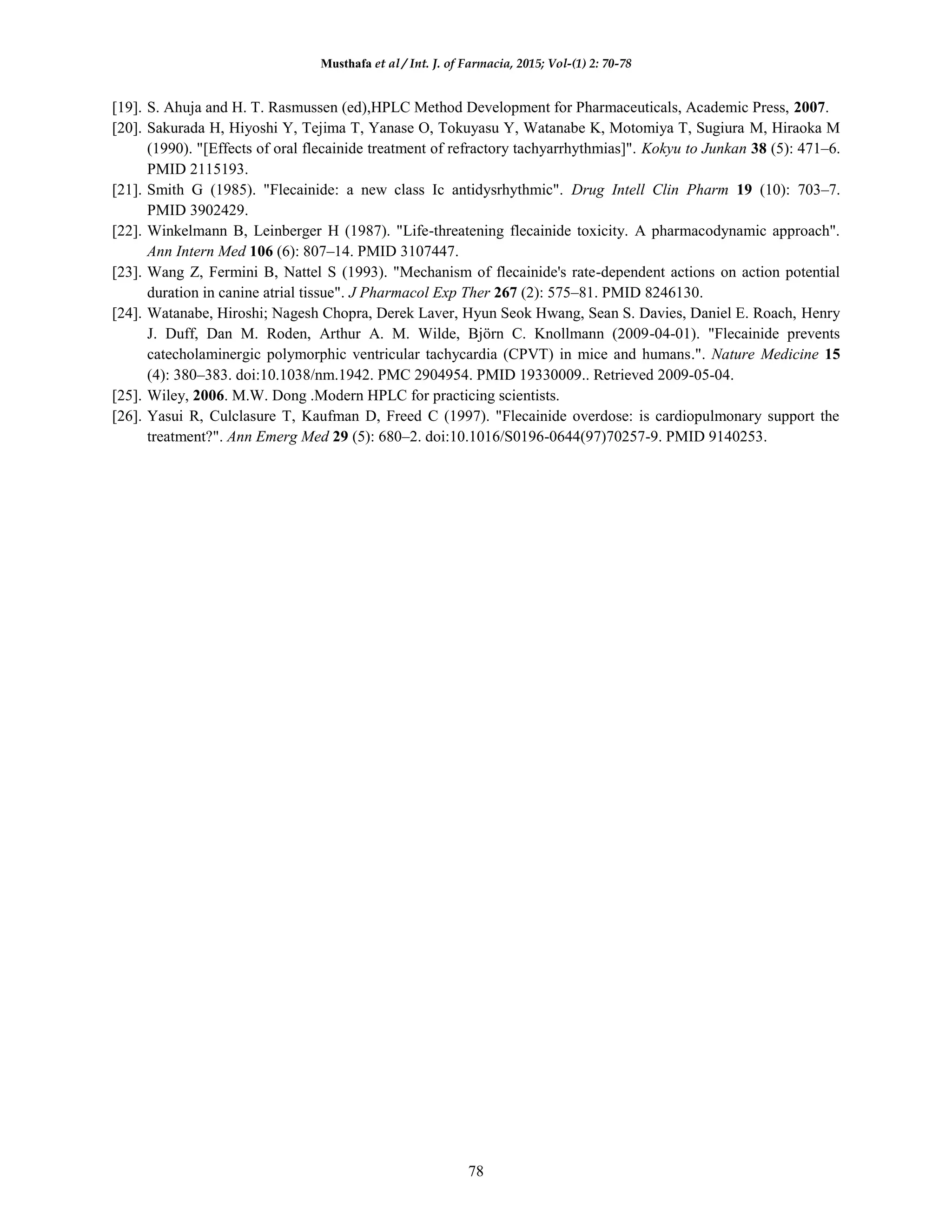 Rp Hplc Method Development And Validation For Estimation Of Flecainide Acetate In Bulk And Tablet
