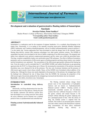Development and evaluation of gastroretentive floating tablets of ...