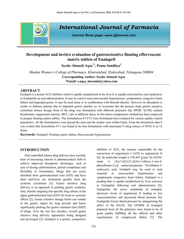 Development And Invitro Evaluation Of Gastroretentive Floating Effervescent Matrix Tablets Of