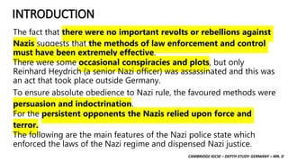 HISTORY IGCSE CONTENT - 20TH CENTURY OPTION - DEPTH STUDY GERMANY: THE ...