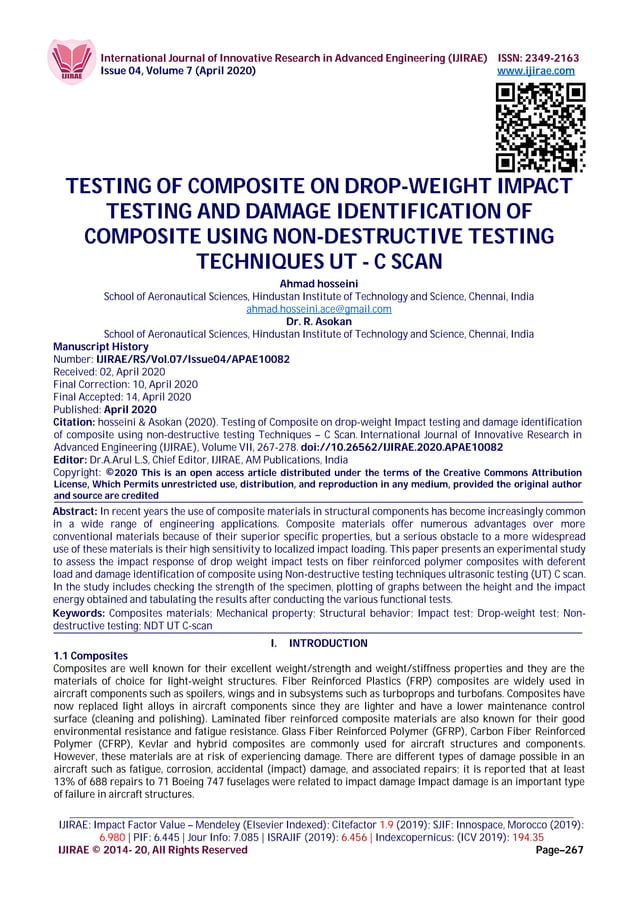 TESTING OF COMPOSITE ON DROP-WEIGHT IMPACT TESTING AND DAMAGE ...