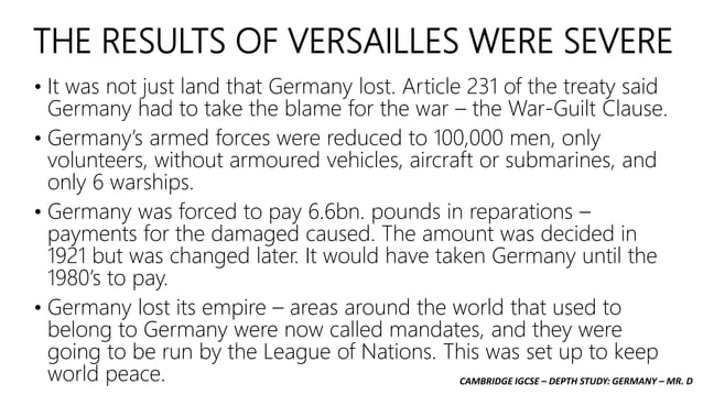 IGCSE REVISION - PEACE TREATIES: THE VERSAILLES TREATY | PPT