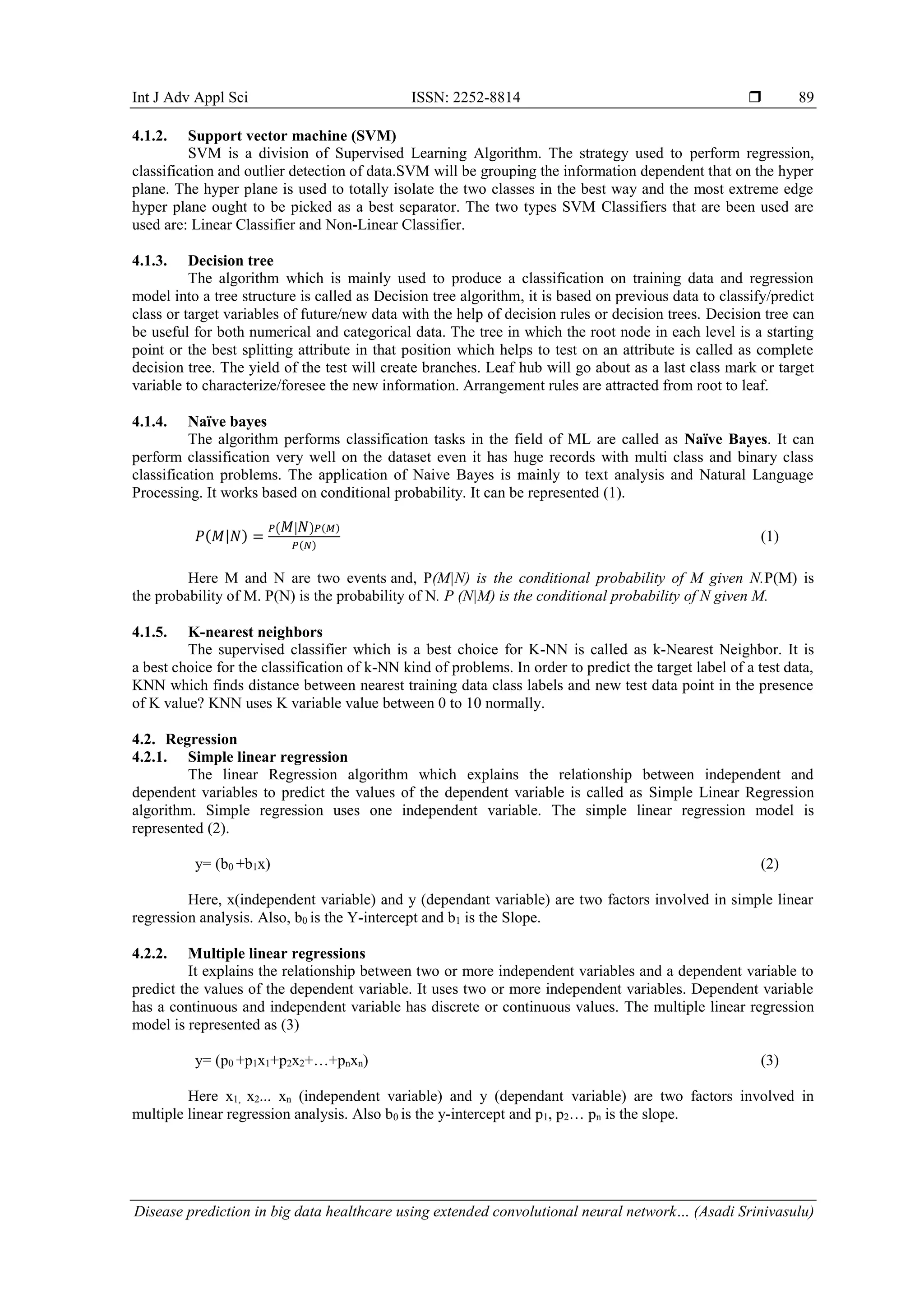 Disease prediction in big data healthcare using extended convolutional neural network techniques ...