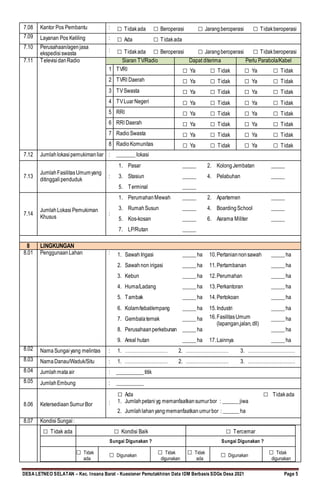 Kuesioner SGDs Desa Insana Barat Tingkat RT / Rukun Tetangga | DOCX