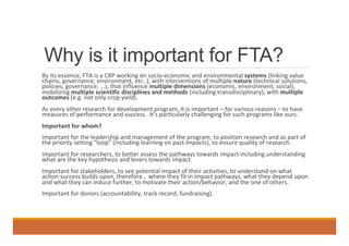 FTA’s experience in measuring impacts of research on integrated systems ...