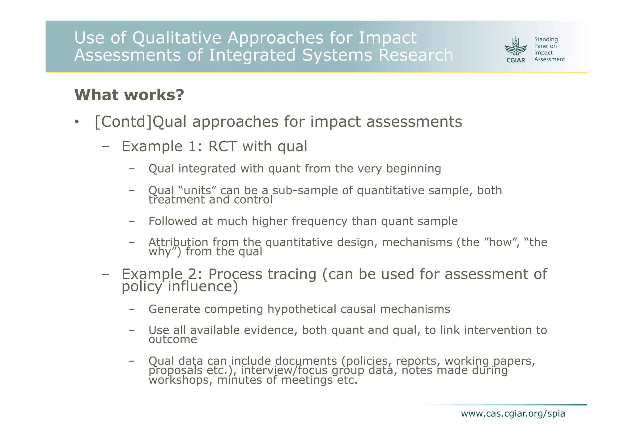 Use of Qualitative Approaches for Impact Assessments of Integrated ...