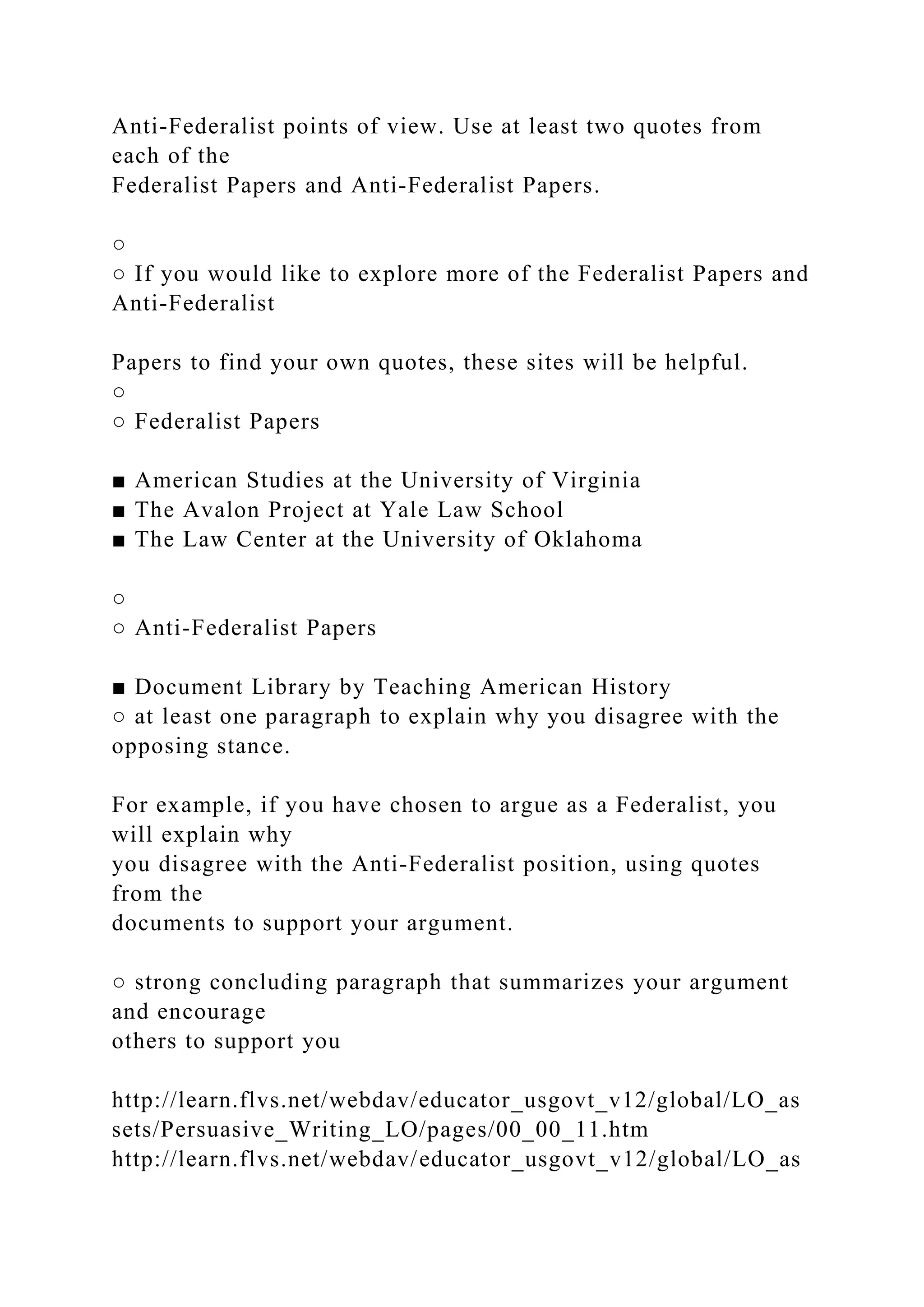 02.03 The Anti-Federalists Assessment Assessment .docx | Death, Injury ...