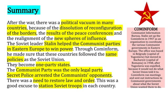 02. SOVIET CONTROL OF EASTERN EUROPE: Soviet takeover of the region | PPT