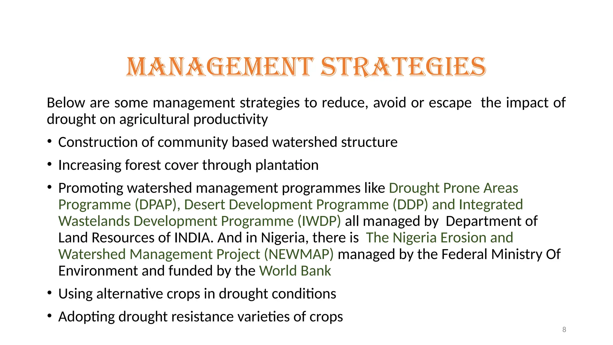 DROUGHT MANAGEMENT STRATEGIES IN AGRICULTURE | PPTX