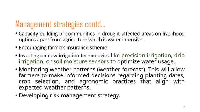 DROUGHT MANAGEMENT STRATEGIES IN AGRICULTURE | PPTX
