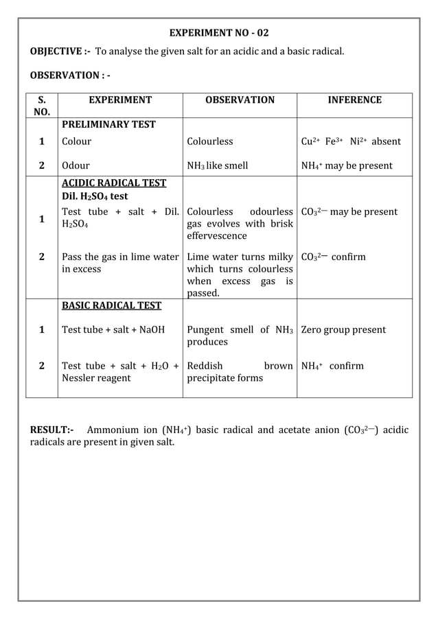 02. SALT ANALYSIS.docx | Chemistry | Science