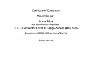 02. EHS Badge Access (Bay Area) | PDF