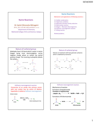 02. Chemistry Common Name Reactions for Students.pdf | Chemistry | Science