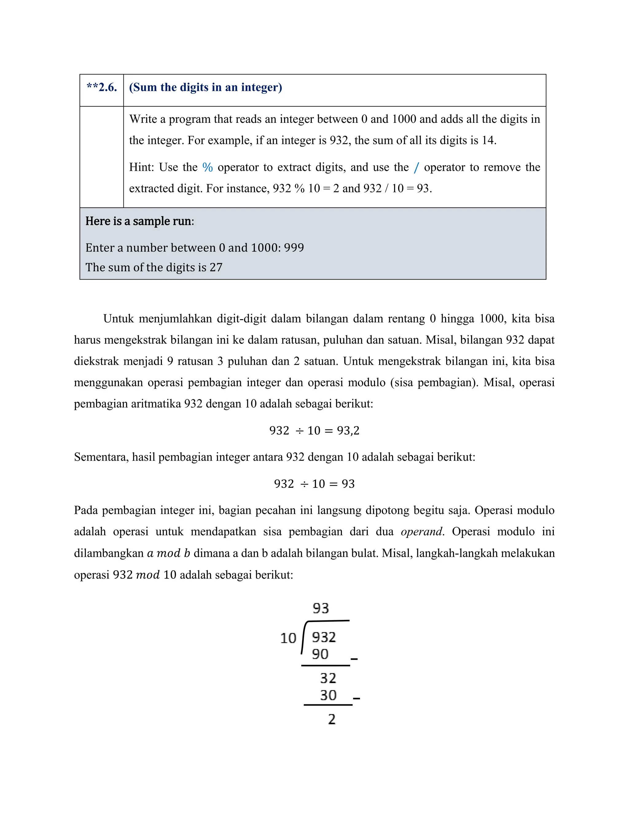 2.6. Jumlah Digit dalam Bilangan Ratusan Menggunakan C++ | PDF