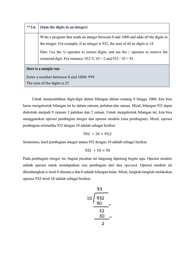 2.6. Jumlah Digit dalam Bilangan Ratusan Menggunakan C++ | PDF