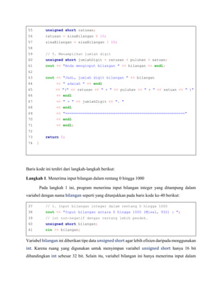 2.6. Jumlah Digit dalam Bilangan Ratusan Menggunakan C++ | PDF