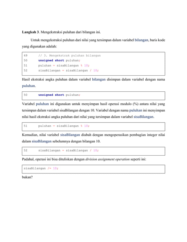 2.6. Jumlah Digit dalam Bilangan Ratusan Menggunakan C++ | PDF