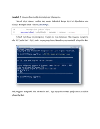 2.6. Jumlah Digit dalam Bilangan Ratusan Menggunakan C++ | PDF