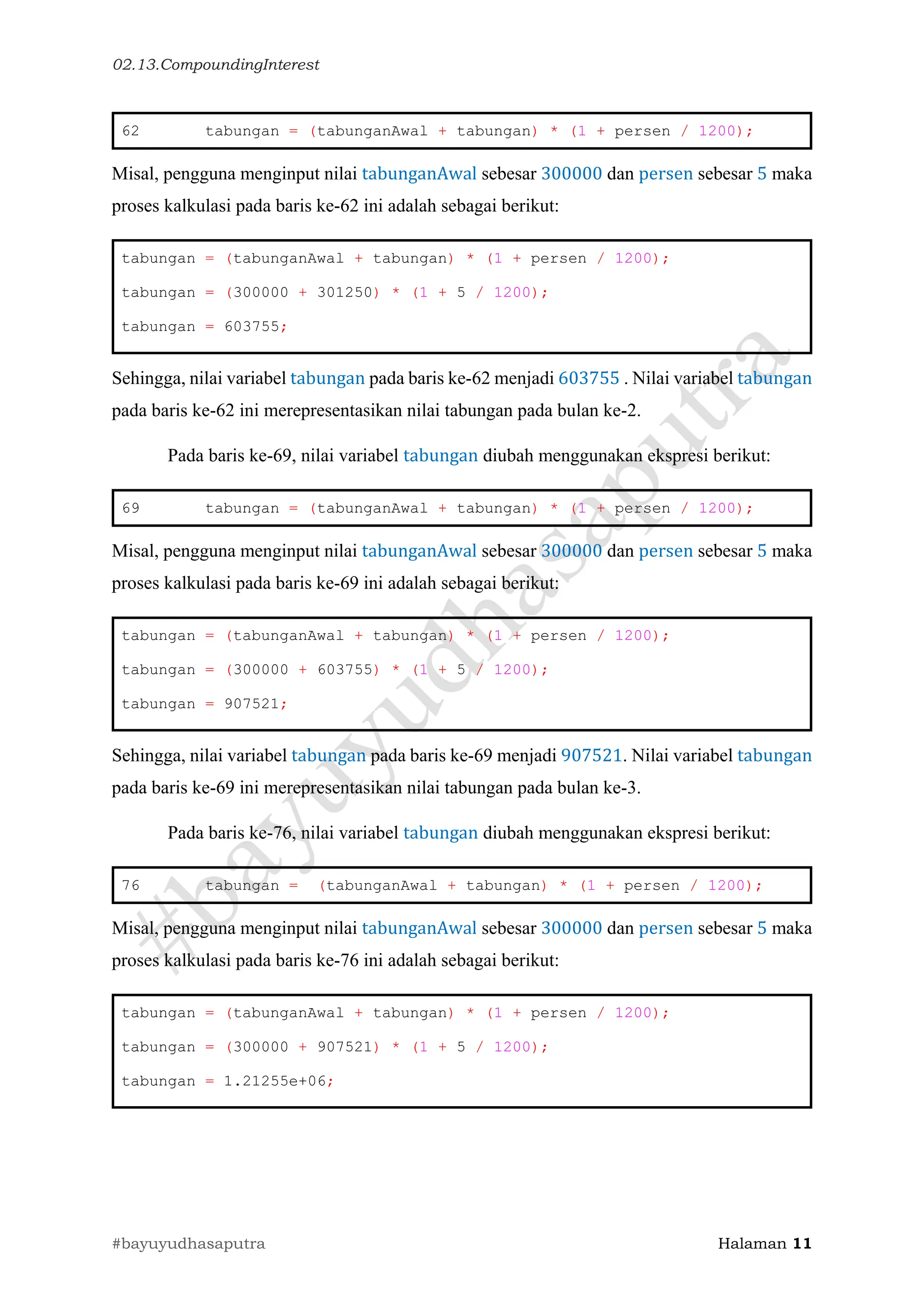 02.13. Menghitung Bunga Majemuk Menggunakan Bahasa Pemrograman C++ | PDF