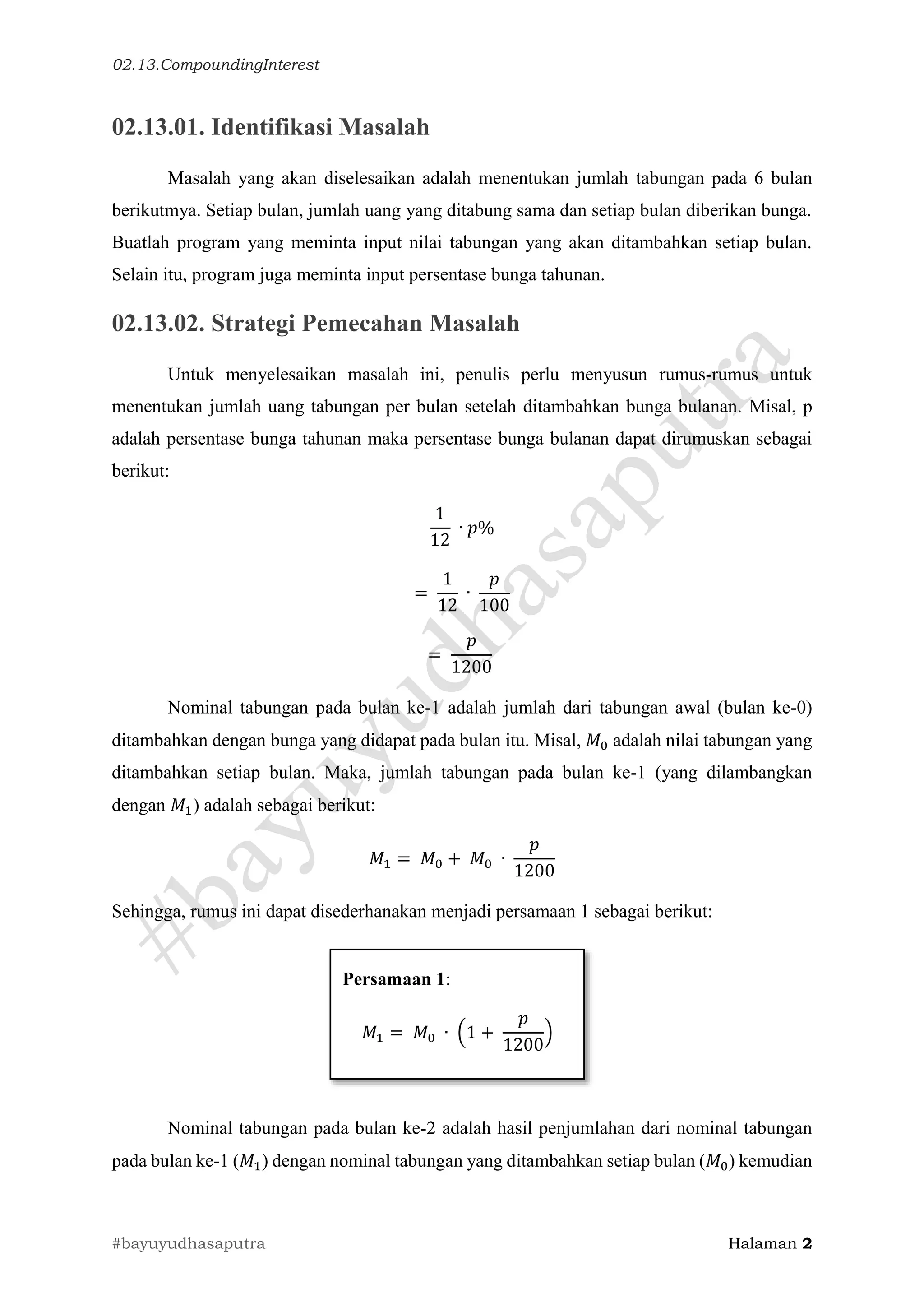 02.13. Menghitung Bunga Majemuk Menggunakan Bahasa Pemrograman C++ | PDF